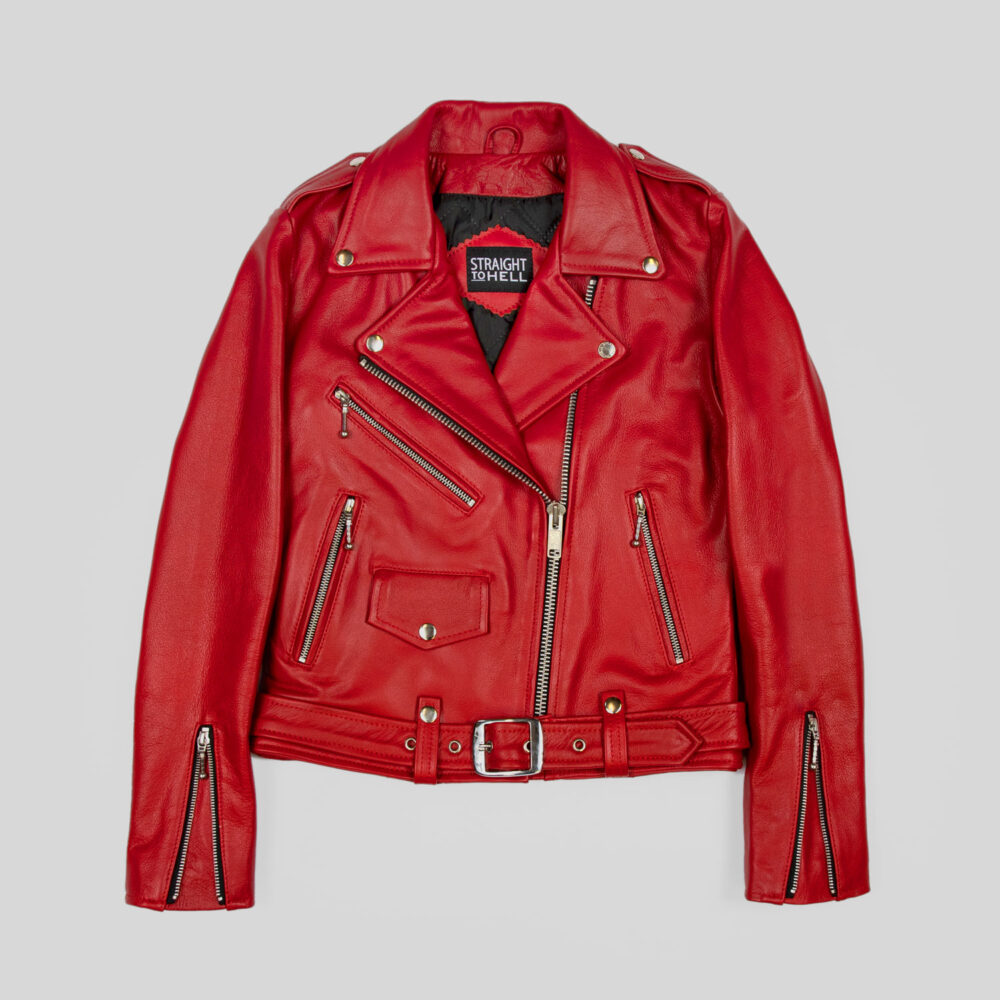 Commando - Blood Red Leather Jacket (Size XS, M, L, 3XL, 4XL, 5XL ...