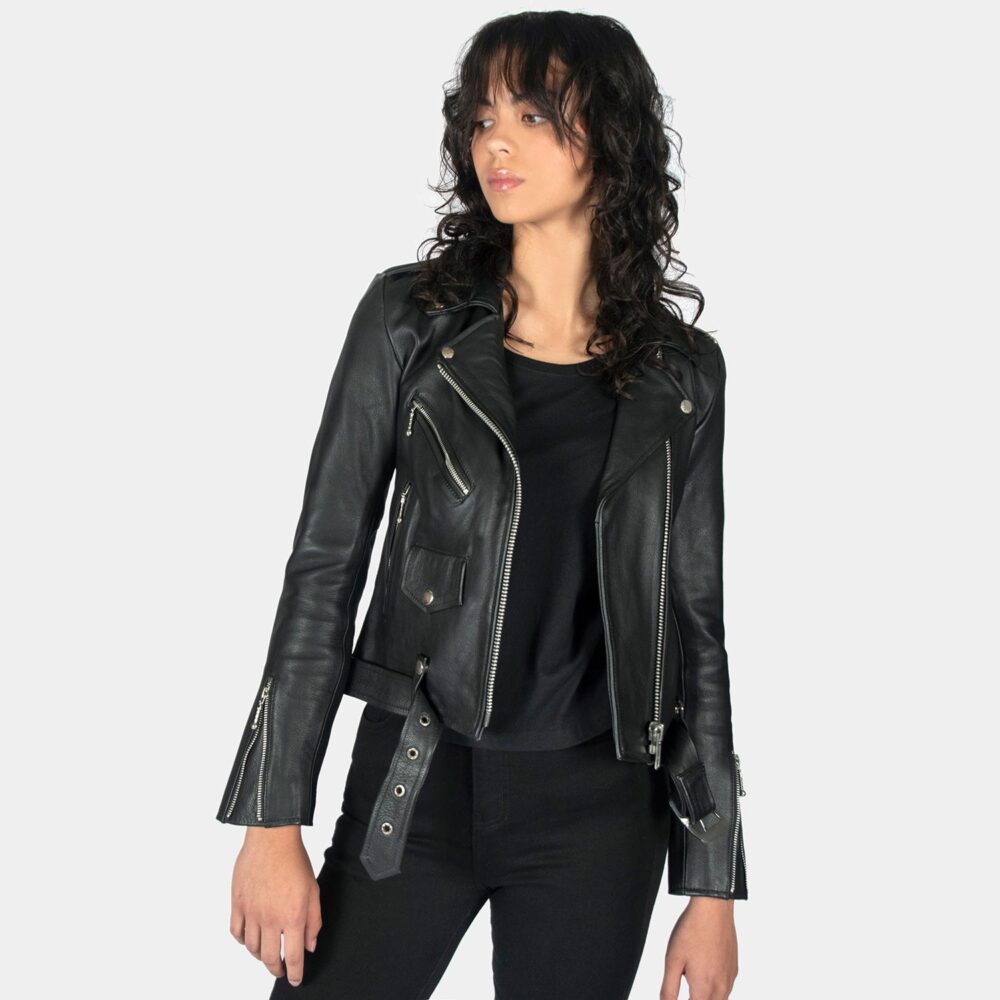 Commando Lightweight - Black and Silver Leather Jacket (Size M, L, XL ...