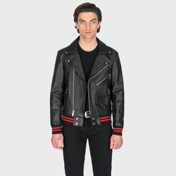 Baron - Black and Red Leather Jacket (Size 36S, 36, 38S, 38, 50 ...