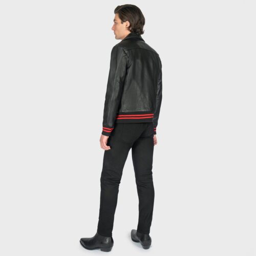 Baron - Black and Red Leather Jacket (Size 36S, 36, 38S, 38, 50 ...