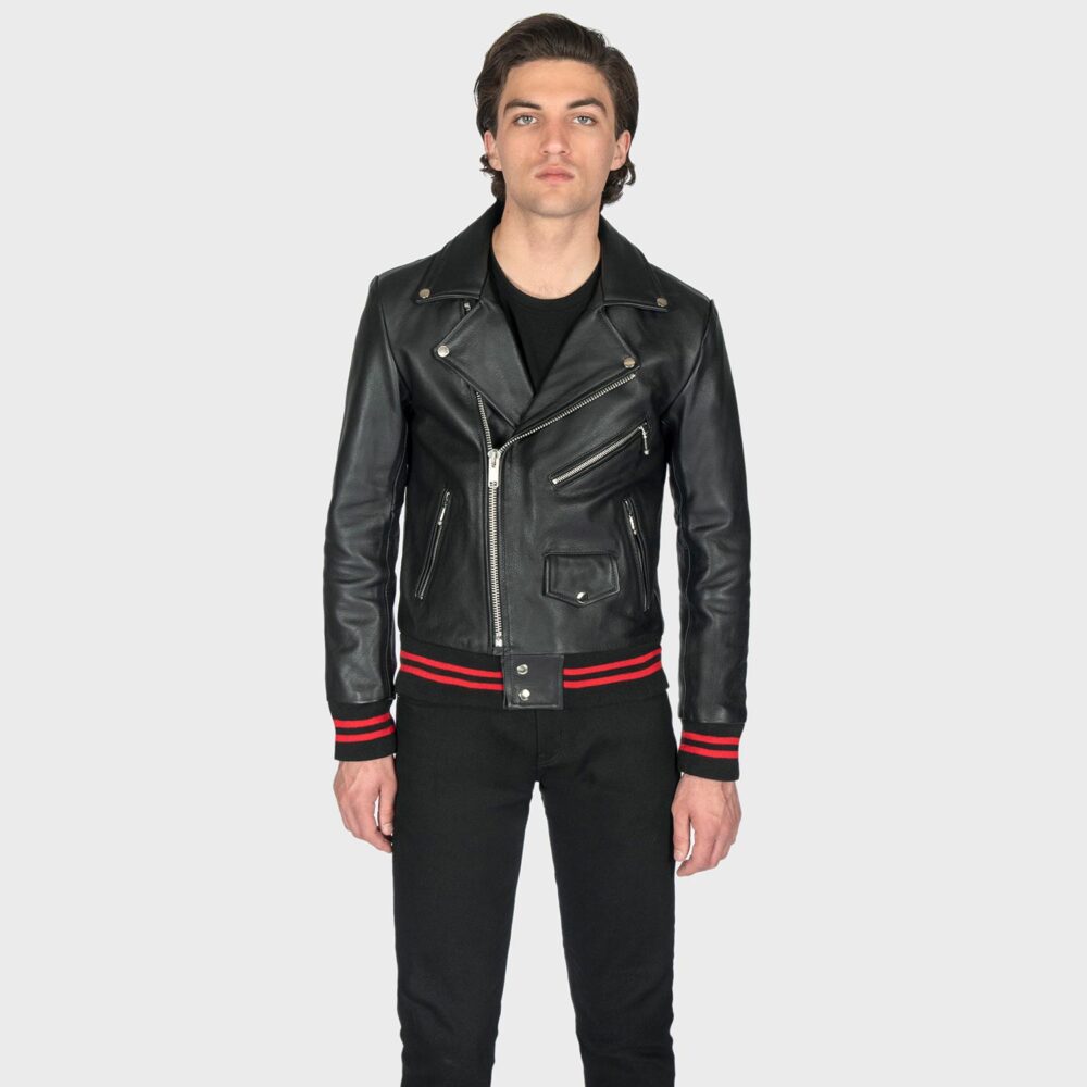 Baron - Black and Red Leather Jacket (Size 36S, 36, 38S, 38, 50 ...
