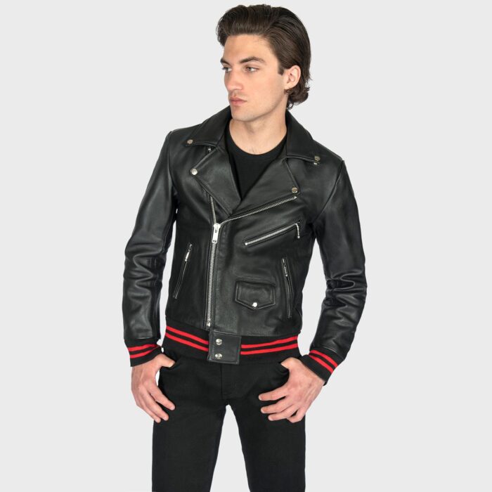 Baron - Black and Red Leather Jacket (Size 36S, 36, 38S, 38, 50 ...