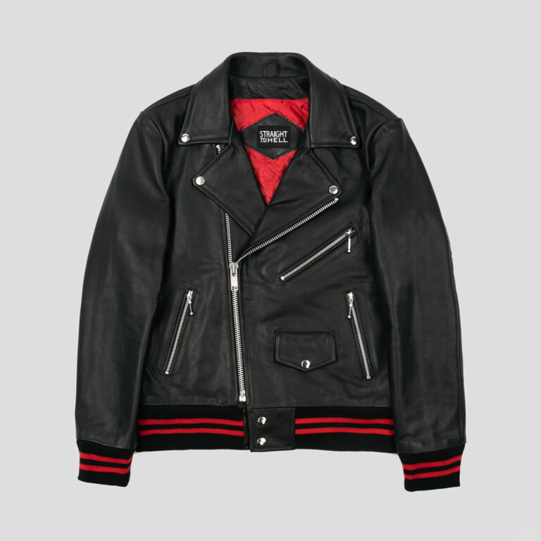 Baron - Black and Red Leather Jacket (Size 36S, 36, 38S, 38, 50 ...