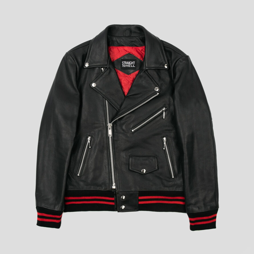 Baron - Black and Red Leather Jacket (Size 36, 38S, 38, 40, 48, 50 ...