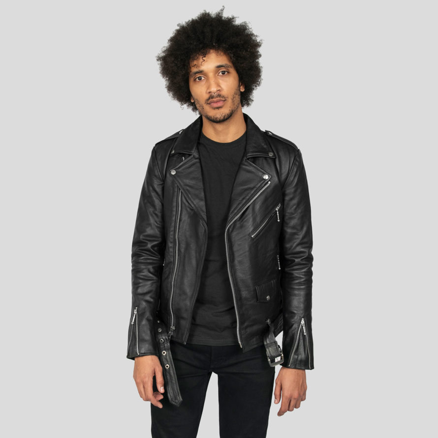 Commando Long - For Tall Men - Black and Nickel Leather Jacket ...