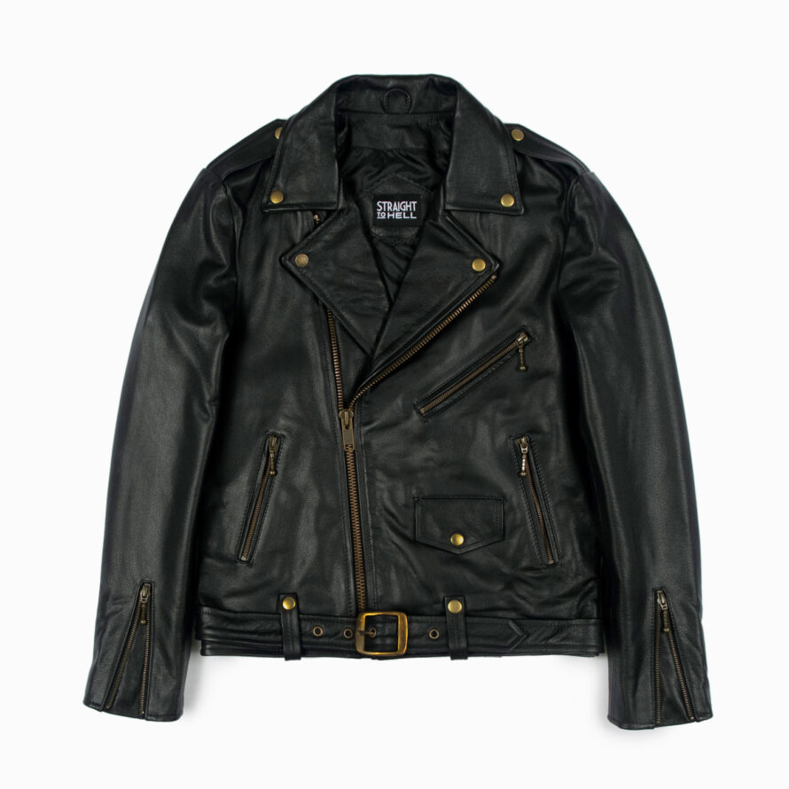 Commando Lightweight - Black and Brass Leather Jacket (Size 34, 36S, 36 ...