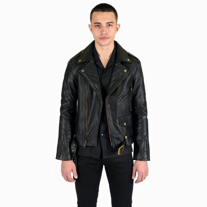 Commando Lightweight - Black and Brass Leather Jacket (Size 34, 36S, 36 ...
