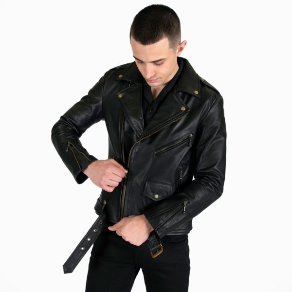 Commando Lightweight - Black and Brass Leather Jacket (Size 34, 36S, 36 ...