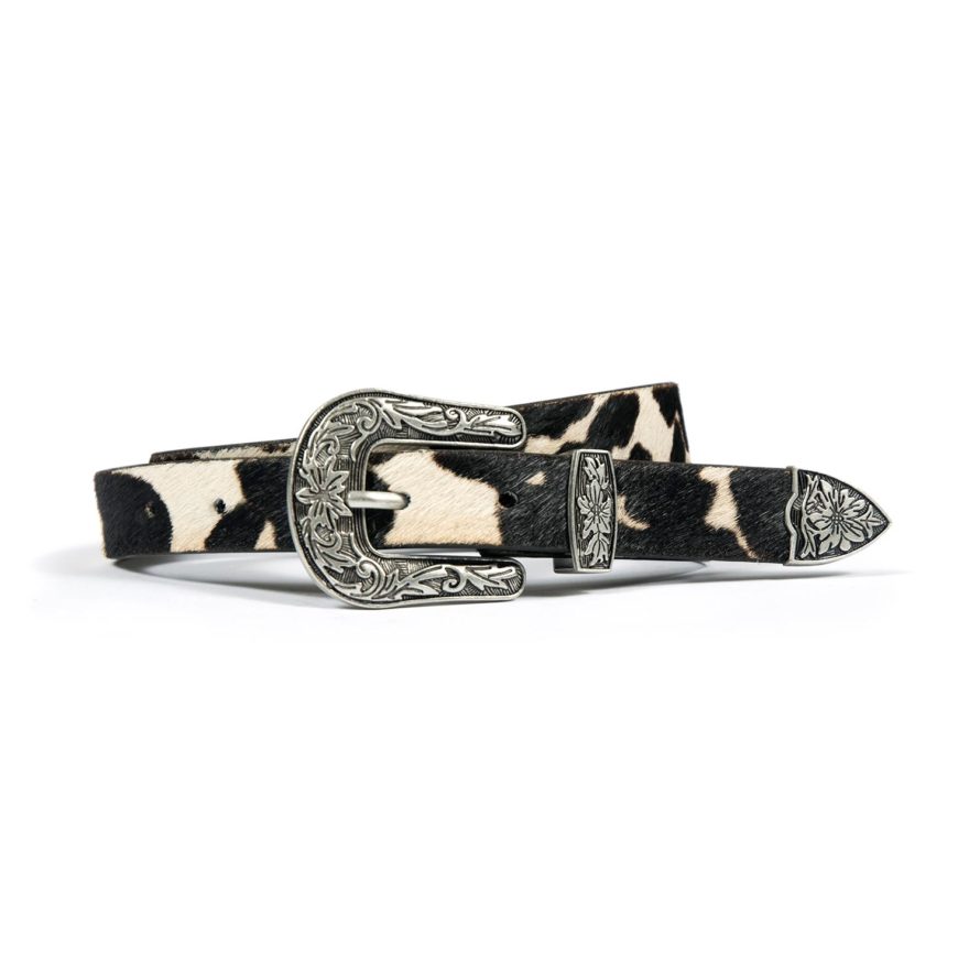 Freddie - Cow Print Leather Belt (Size 28, 30) | Straight To Hell