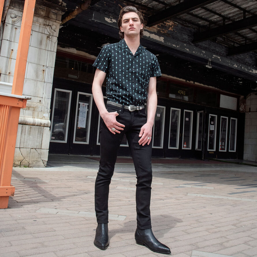 Maxwell - Black and Green Diamond Print Shirt (Size XS, S) | Straight ...