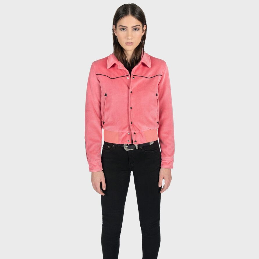 Jackson - Pink Velvet Jacket (Size 2XS, XS, S, M, XL, 3XL) | Straight ...