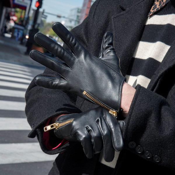 Throttle - Black and Gold Leather Zip Gloves | Straight To Hell