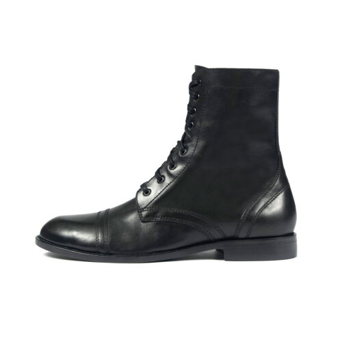 Division - Black and Silver Leather Combat Boots | Straight To Hell