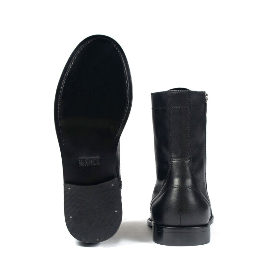 Division - Black and Silver Leather Combat Boots | Straight To Hell