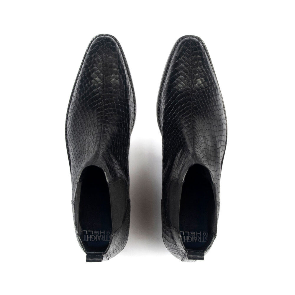 Marquee - Black Snakeskin Leather Chelsea Boots (Size 7, 13, 14 ...