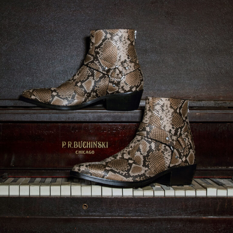 Libertine - Tan Snakeskin Leather Harness Boots | Straight To Hell