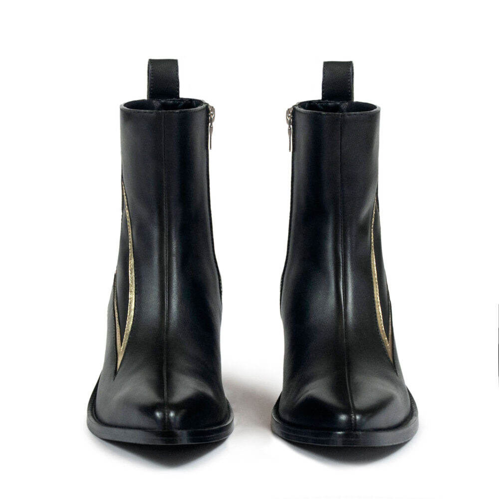 Lightning - Black and Gold Leather Lightning Bolt Boots | Straight To Hell