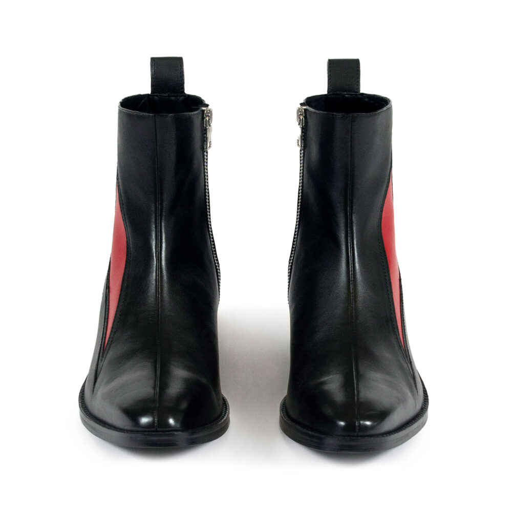Lightning - Black and Red Leather Lightning Bolt Boots | Straight To Hell