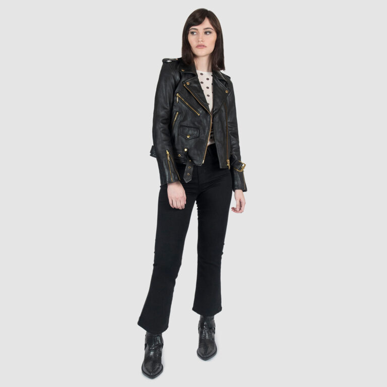 Commando - Black and Gold Leather Jacket - Modern Fit | Straight To Hell