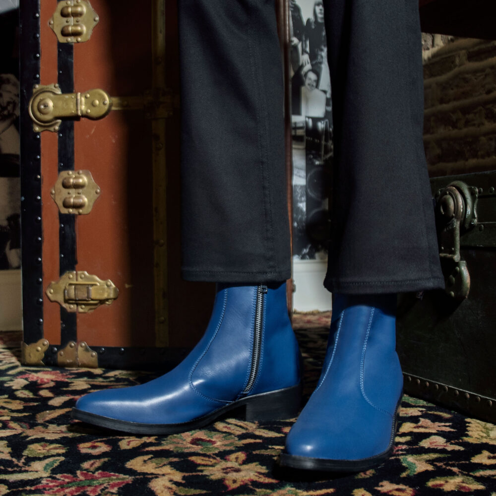Richards - Blue Leather Zip Boots | Straight To Hell