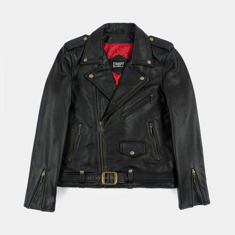 Commando - Black and Brass Leather Jacket - Modern Fit | Straight To Hell