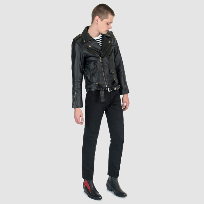 Commando - Black and Brass Leather Jacket - Modern Fit | Straight To Hell