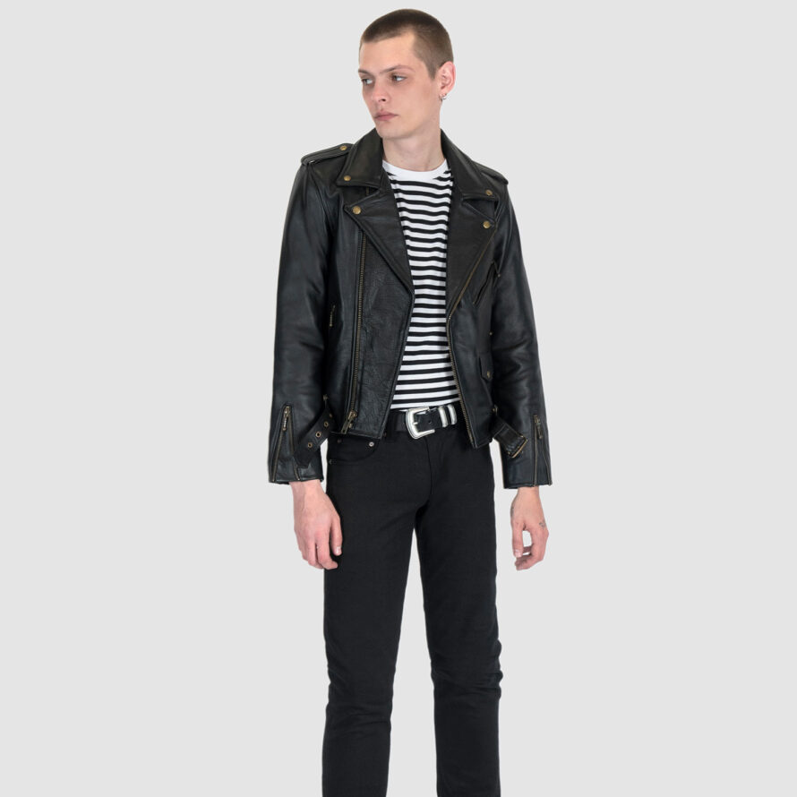 Commando - Black and Brass Leather Jacket - Modern Fit | Straight To Hell
