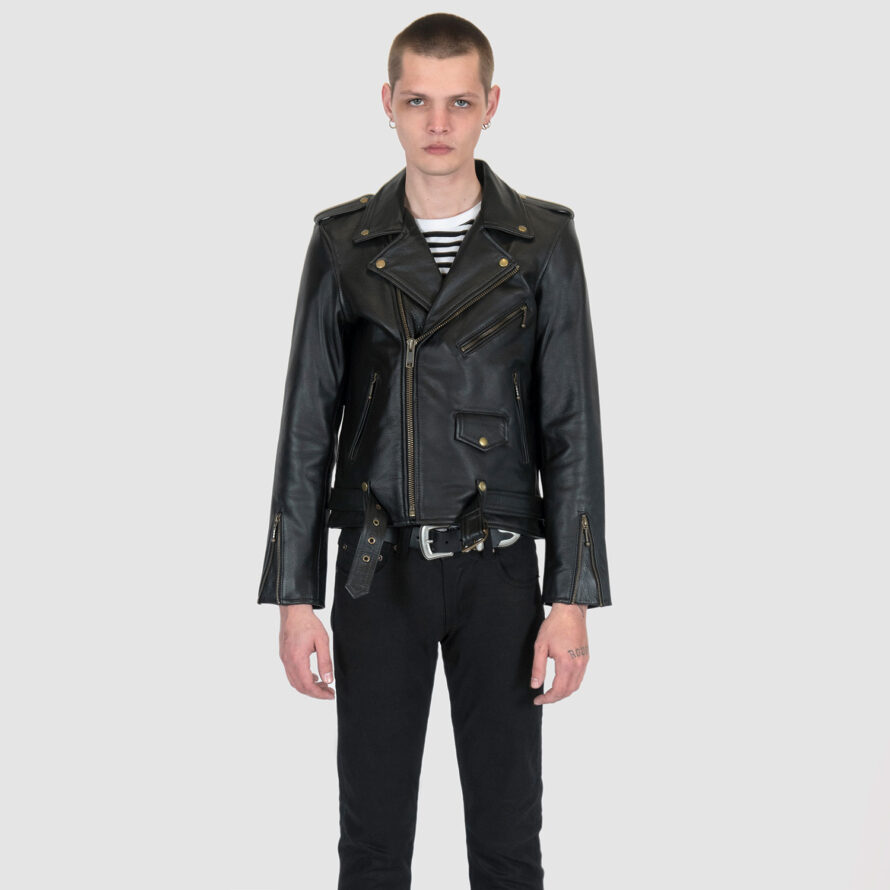 Commando - Black and Brass Leather Jacket - Modern Fit | Straight To Hell