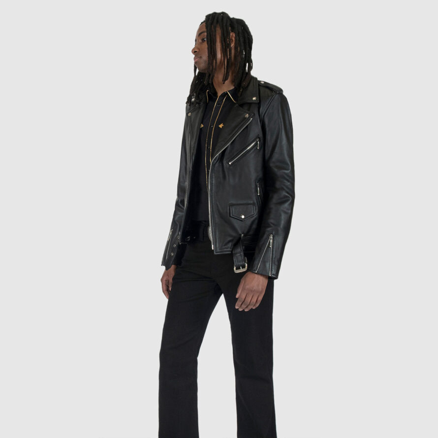 Commando Long - For Tall Men - Black and Silver Leather Jacket - Modern ...