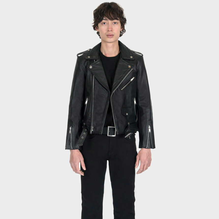Commando - Black and Silver Leather Jacket - Black Lining - Modern Fit ...